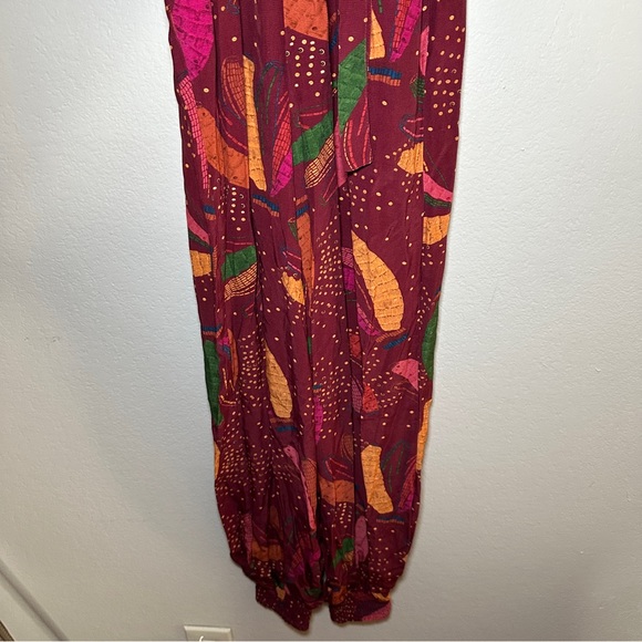FARM Rio | Pants & Jumpsuits | Farm Rio Dark Red Tropical Print Wrap ...